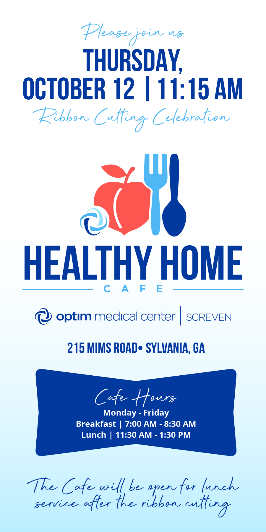Join Us at the Healthy Home Cafe Ribbon Cutting - OPTIM Health System