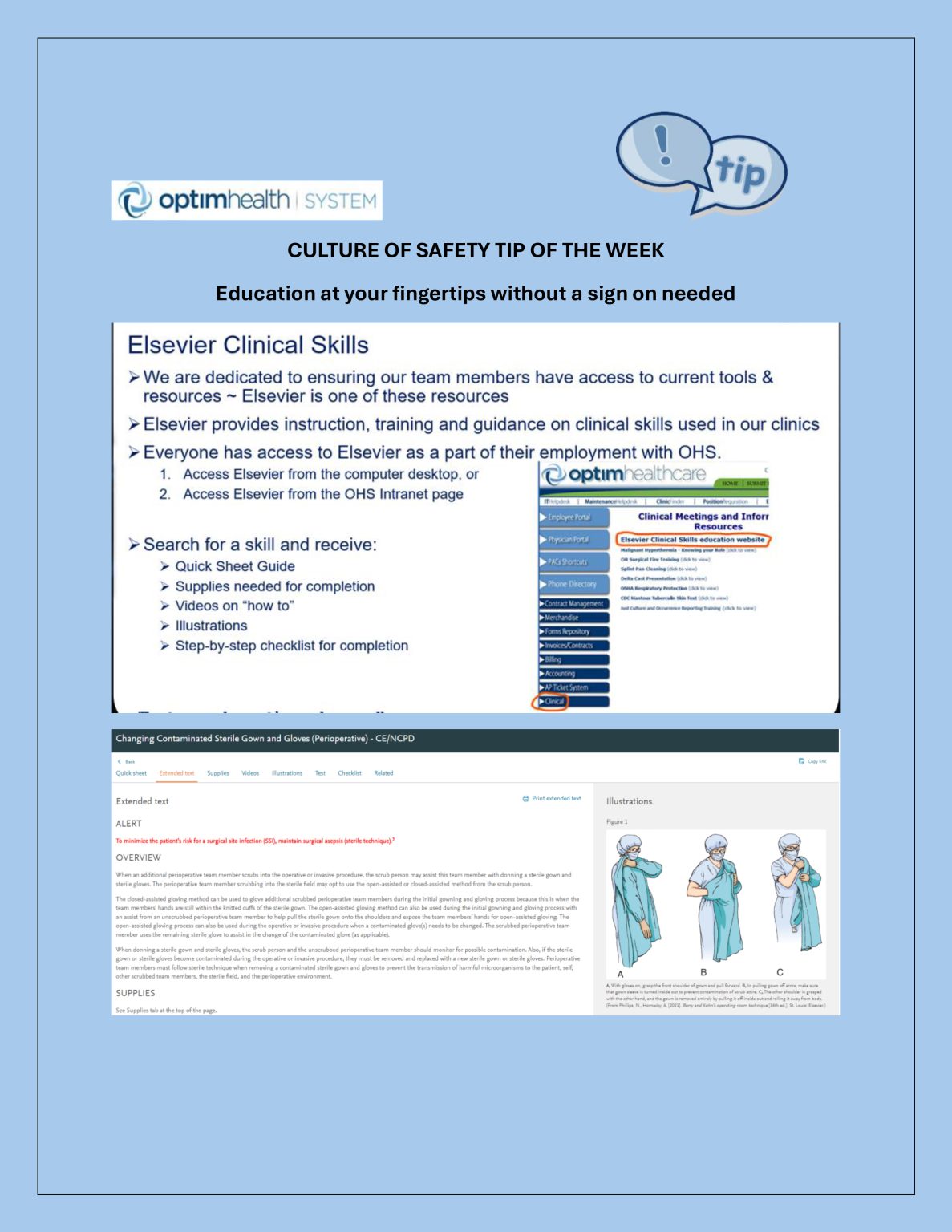 Culture of Safety Tip of the Week : Elsevier Clinical Skills - OPTIM Health System