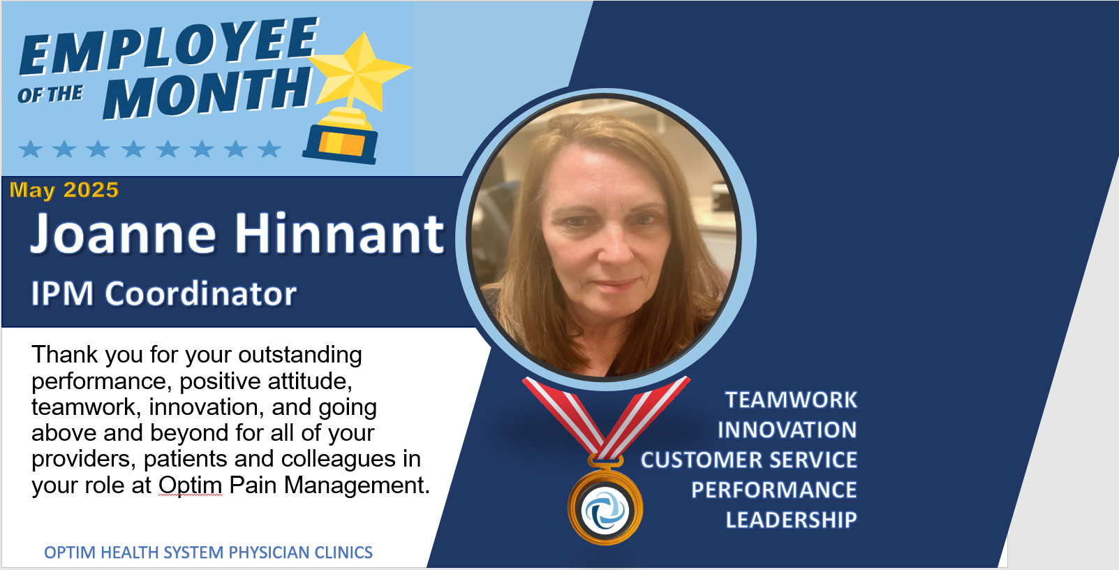 Physician Clinics Employee of the Month - OPTIM Health System